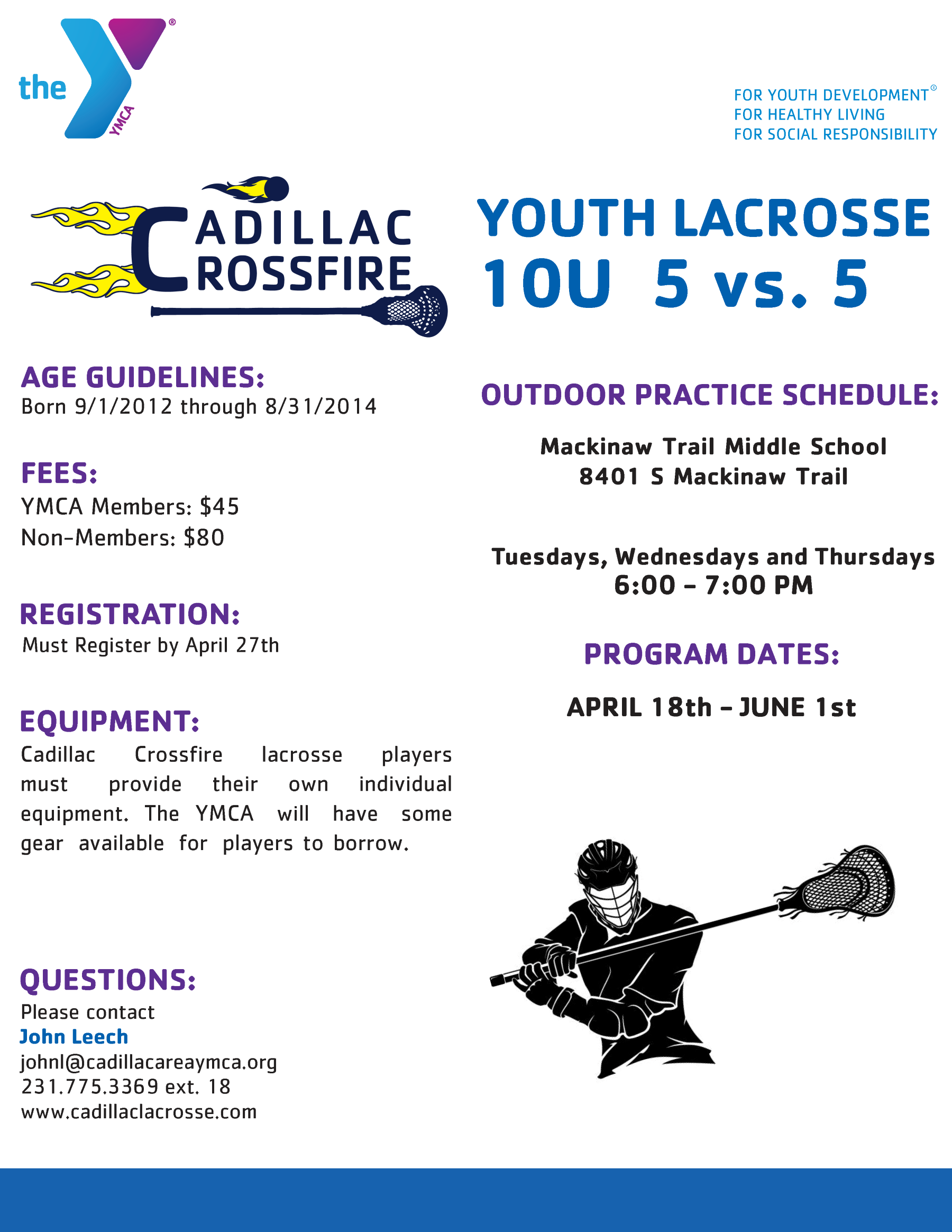 10U Speed Lacrosse - Cadillac Area YMCA