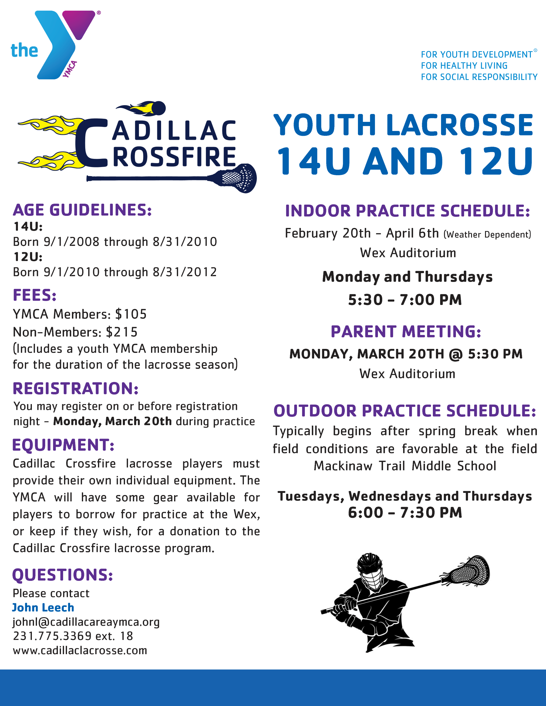 14U and 12U Lacrosse - Cadillac Area YMCA